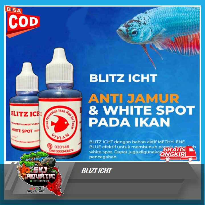 Jual Obat white spot Blits ich obat biru ikan 30 ml | Shopee Indonesia