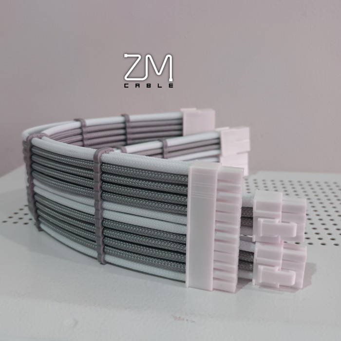 Jual Kabel Custom Sleeve Extension Psu Cable Kit - White Silver ...