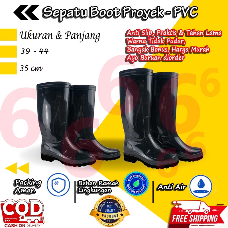 Jual SEPATU BOOT PRIA WANITA KARET JEEP HITAM KERJA PROYEK ANTI AIR ...