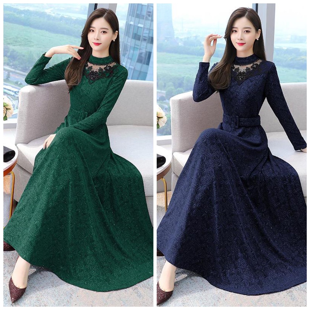 Jual Dress Lengan Panjang/Dress Gaun Panjang Import/Dress Gaun Panjang ...