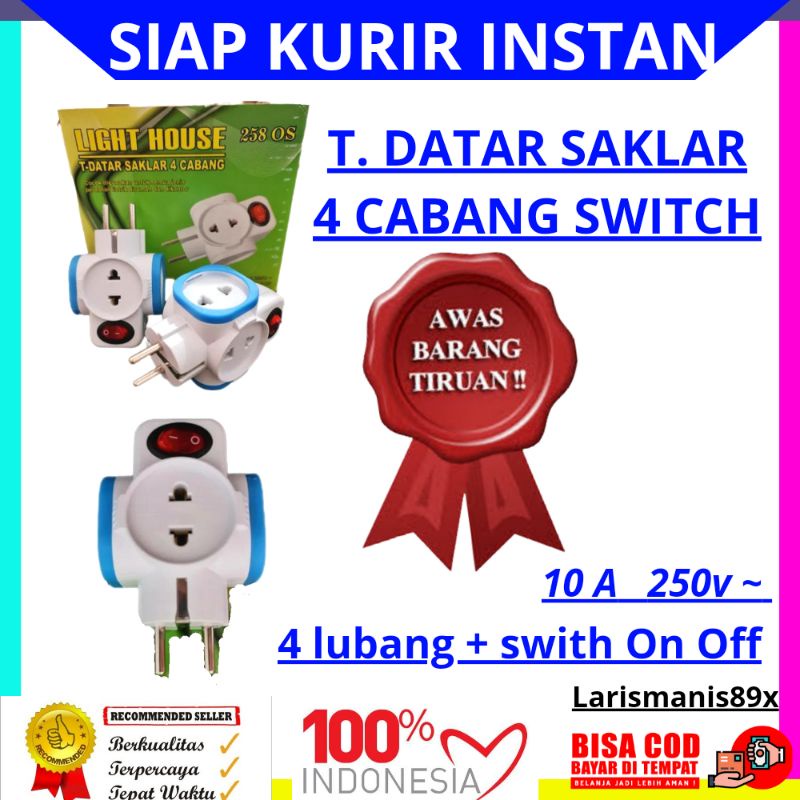 Jual Steker colokan T arde + Saklar Lampu Switch 4 Lubang Light House ...