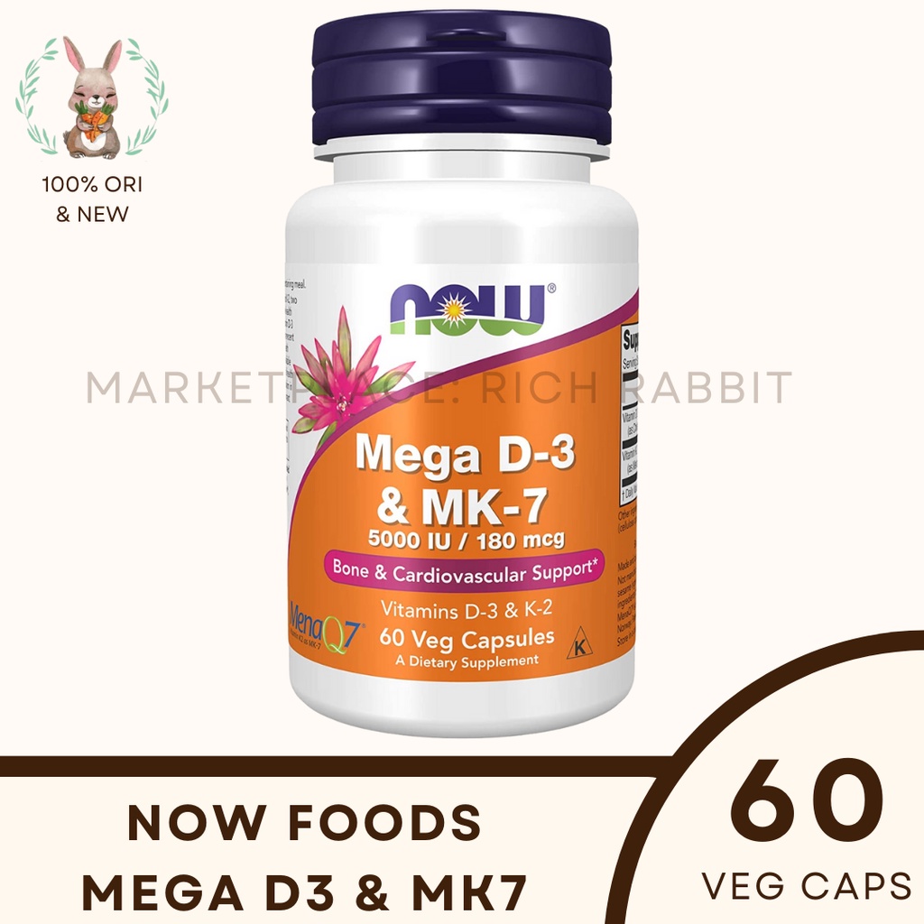 Jual Now Foods Mega D-3 MK-7 Vitamin D3 MK7 D 3 MK 7 Bone ...