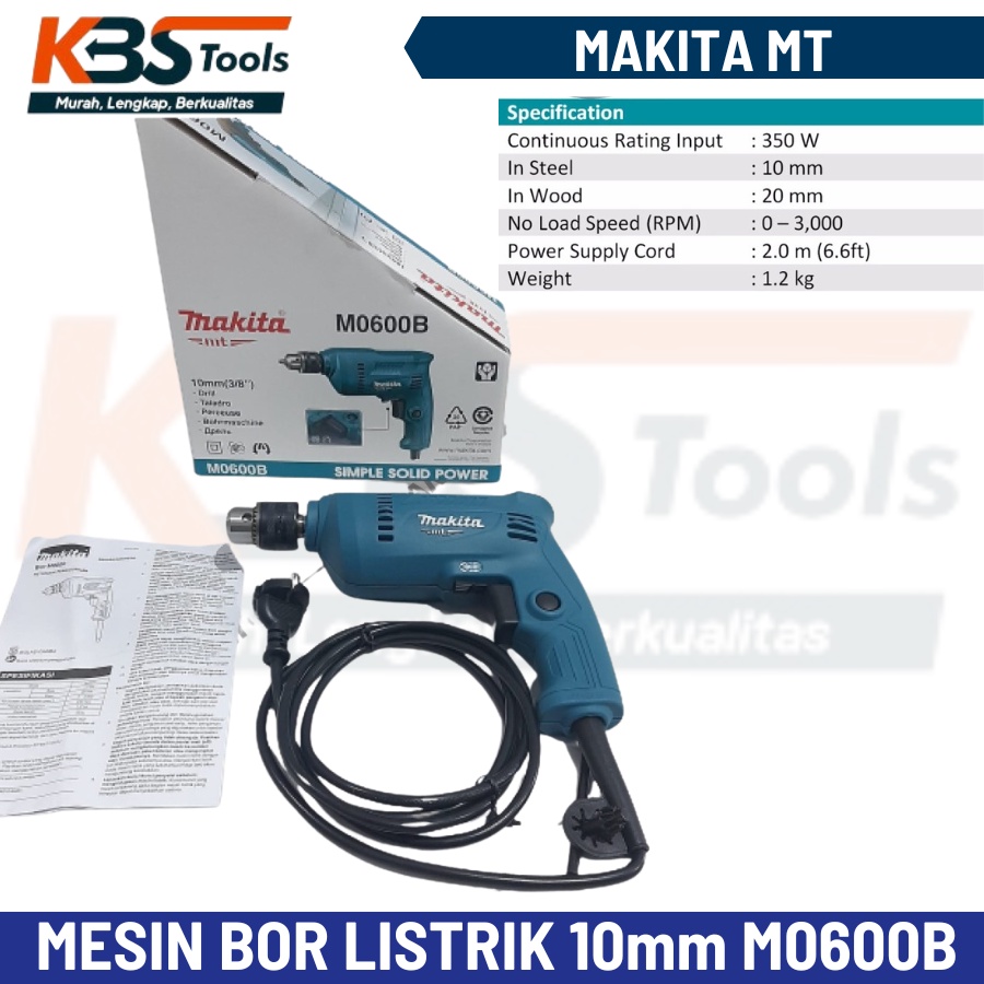 Jual Mesin Bor Tangan Listrik 10mm MAKITA MT M0600B 2 Arah Bolak Balik Besi Kayu Drill MT60 ...