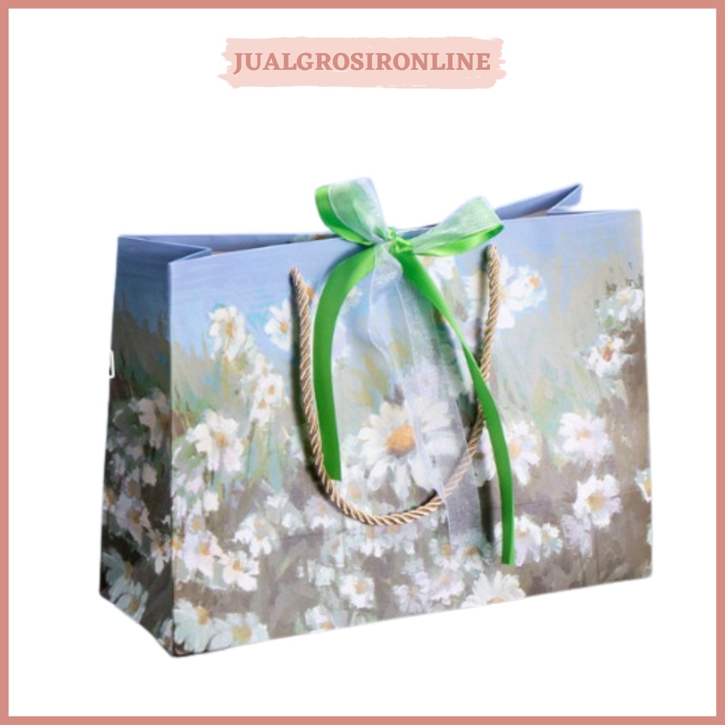 Jual Paper Bag Premium Bunga Biru / Goodie Bag Mewah Kantong Kado Tebal ...