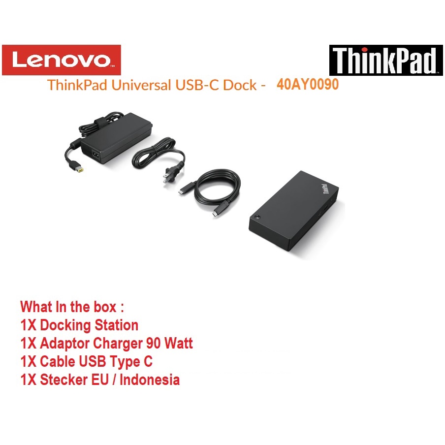 Jual Docking Station Thinkpad 40AY (Gen 2 ) Type C Thunderbolt 3 with ...