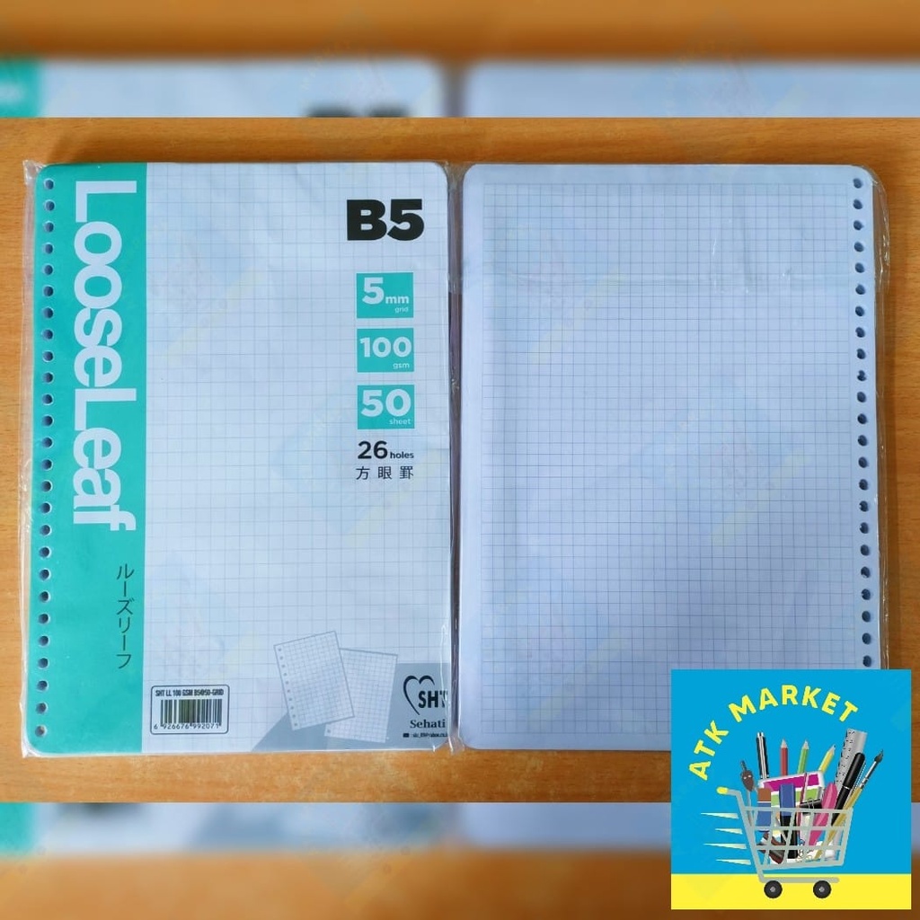 Jual Kertas Loose leaf / Kertas Binder B5 " Grid (Kotak) " 50 lembar / 100 lembar | Shopee Indonesia