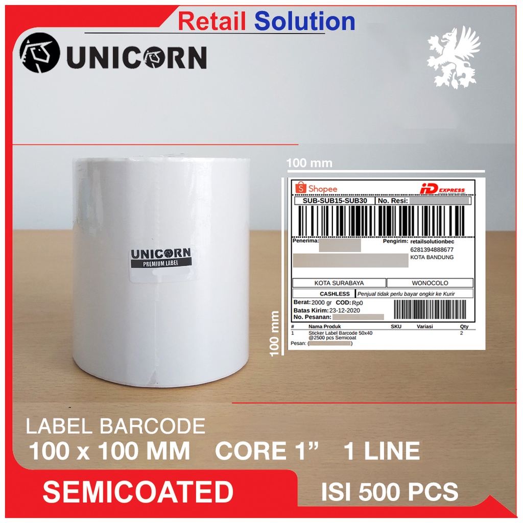 Jual Sticker Label Barcode Semicoat 100x100 mm / 100 x 100 mm / 10x10 cm | Shopee Indonesia