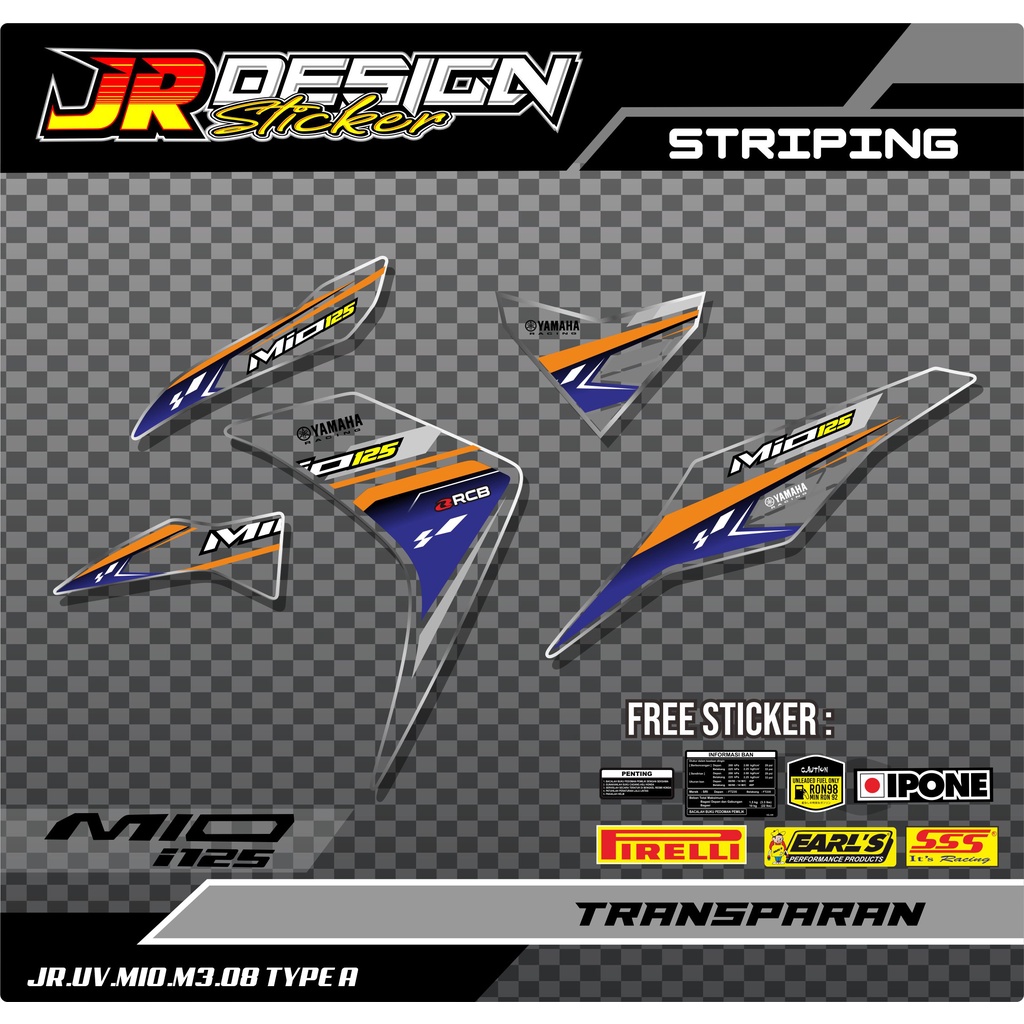 Jual Mio M3 Sticker - Stiker Striping Decal Transparan Mio M3 / Mio z ...