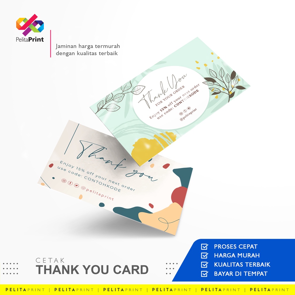 Jual CETAK THANK YOU CARD/KARTU UCAPAN TERIMA KASIH CUSTOM PREMIUM | Shopee Indonesia