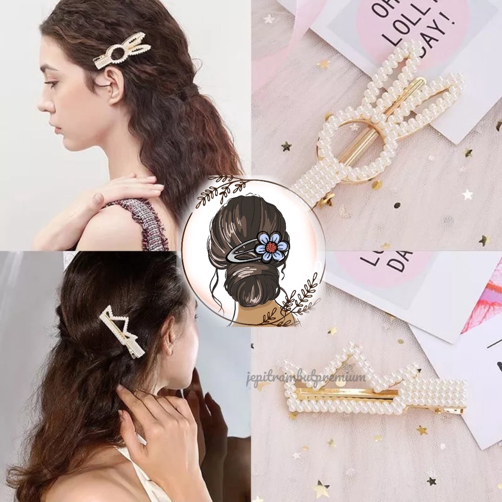 Jual Jepit Rambut bebek Mutiara tip top Korea Wanita / jepit rambut ...