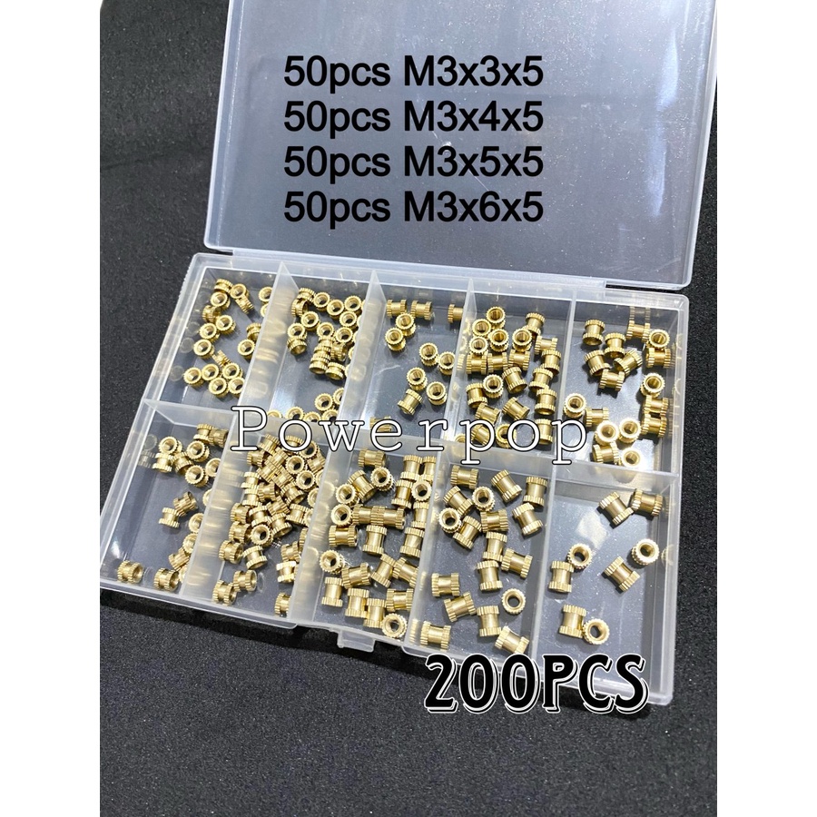 Jual Brass knur 200-500pcs M2 M2.5 M3 M4 / mur tanam molding 3d print Kitset Lengkap Murah ...