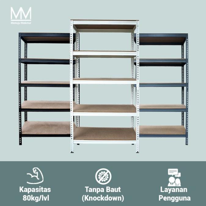 Jual Rak Besi Serbaguna 5 susun My Star ukuran 90x35x180cm Boltless MDF ...