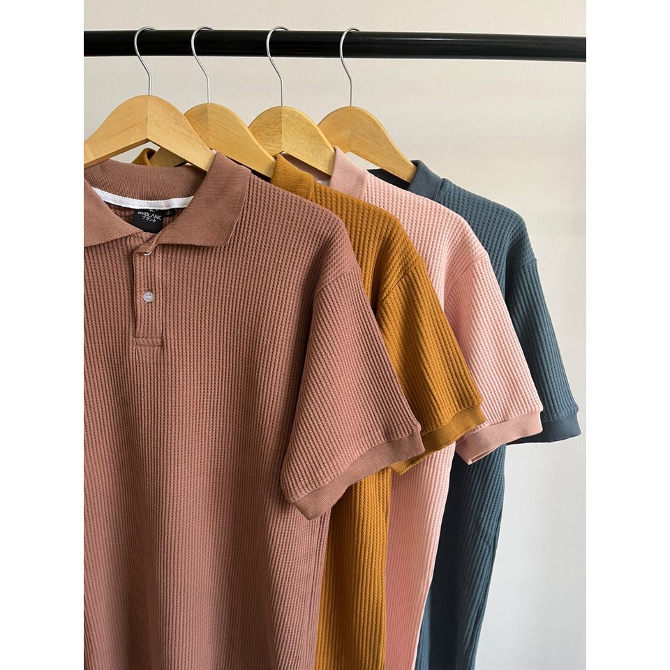 Jual Shibuya Polo Waffle List Putih (Lihat Foto) - Kaos Polo Waffle ...