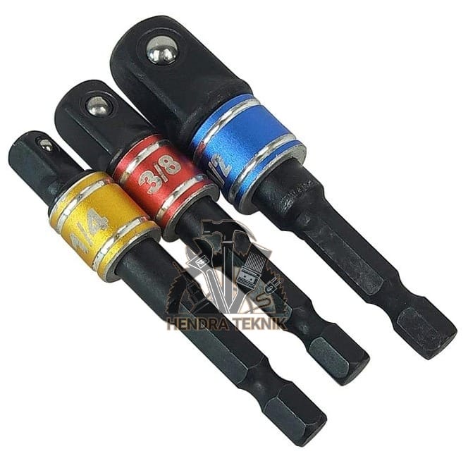 Jual Adaptor sok bor 3pcs 1/4" 3/8" 1/2" sambungan soket mata kunci ...