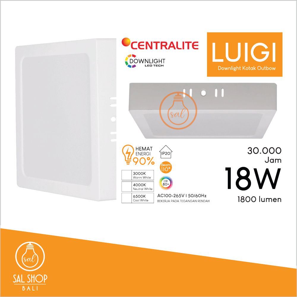 Jual Lampu Downlight LED Panel Outbow OB 18 Watt 6" Kotak Centralite ...