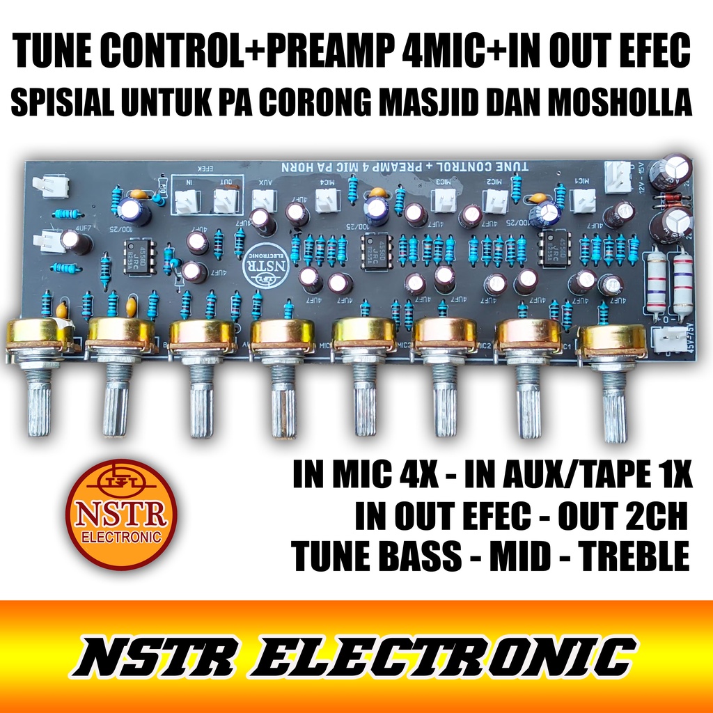Jual TUNE CONTROL BASS MID TREBLE +PREAMP 4MIC + AUX IN+ IN OUT EFEC ...