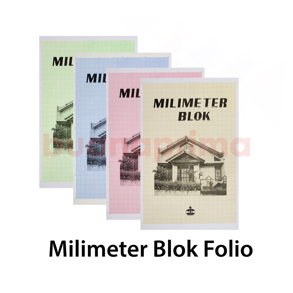 Jual Milimeter Blok Folio Biru Merah Kuning Hijau Kertas Buku Gambar ...