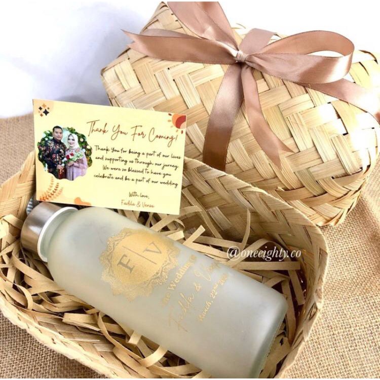 Jual HAMPERS TUMBLER BOTOL KACA CUSTOM KEMAS BAMBOO BOX PITA SOUVENIR ...