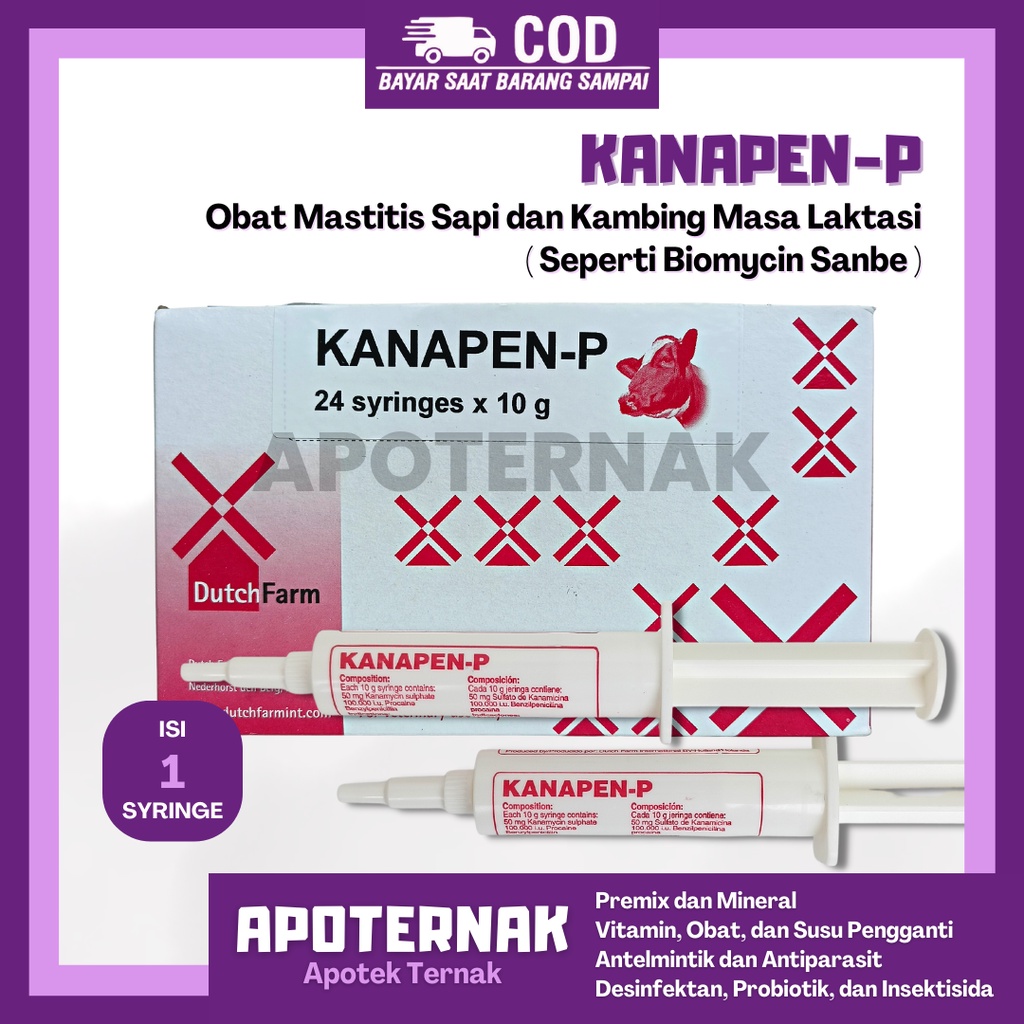 Jual KANAPEN P @1 Syringe | Obat Susu hewan bengkak - Obat Mastitis ...