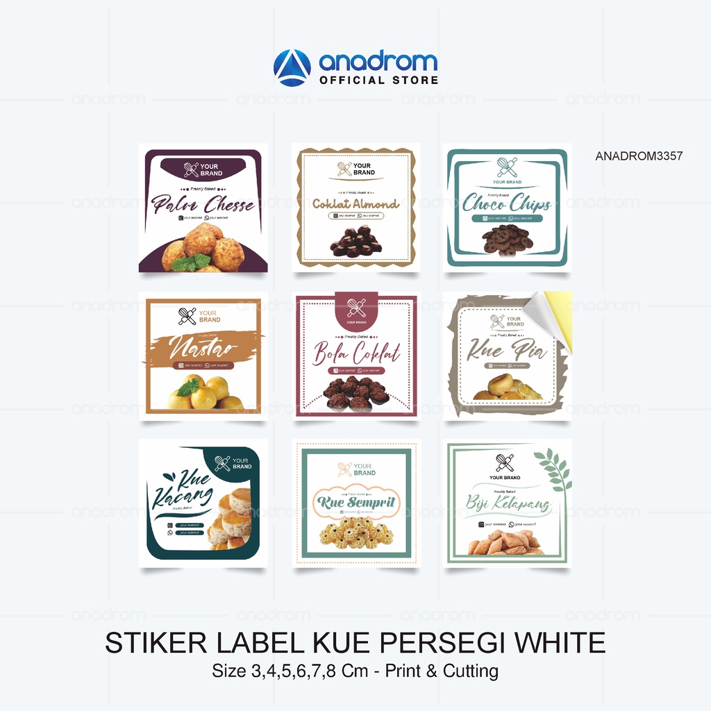 Jual Stiker Label Kue Persegi White | Sticker Label Kue Kering ...