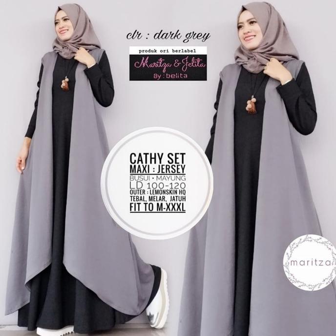 Jual NEW CATHY SET GAMIS LONGDRESS OUTER JUMBO BIG SIZE MURAH LEMONSKIN ...