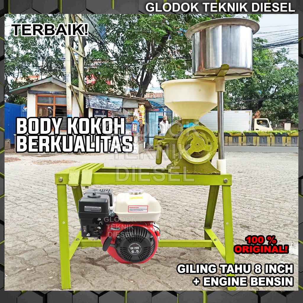 Jual Mesin Gilingan Tahu 8 Inch + Engine Penggiling Giling Kedelai Tahu ...