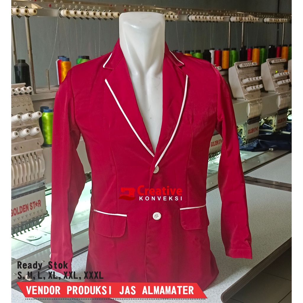 Jual Jas Almamater merah maroon variasi lis / jas Sekolah, OSIS, Rohis ...