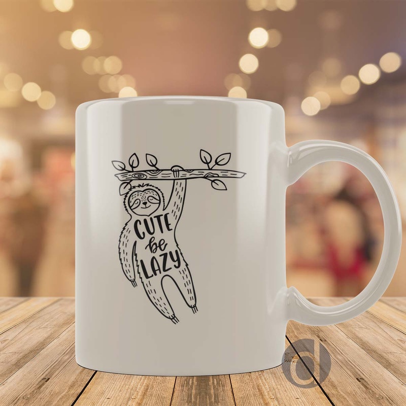 Jual Mug Gelas Lettering ilustrasi vektor sloth lucu dengan kutipan ...