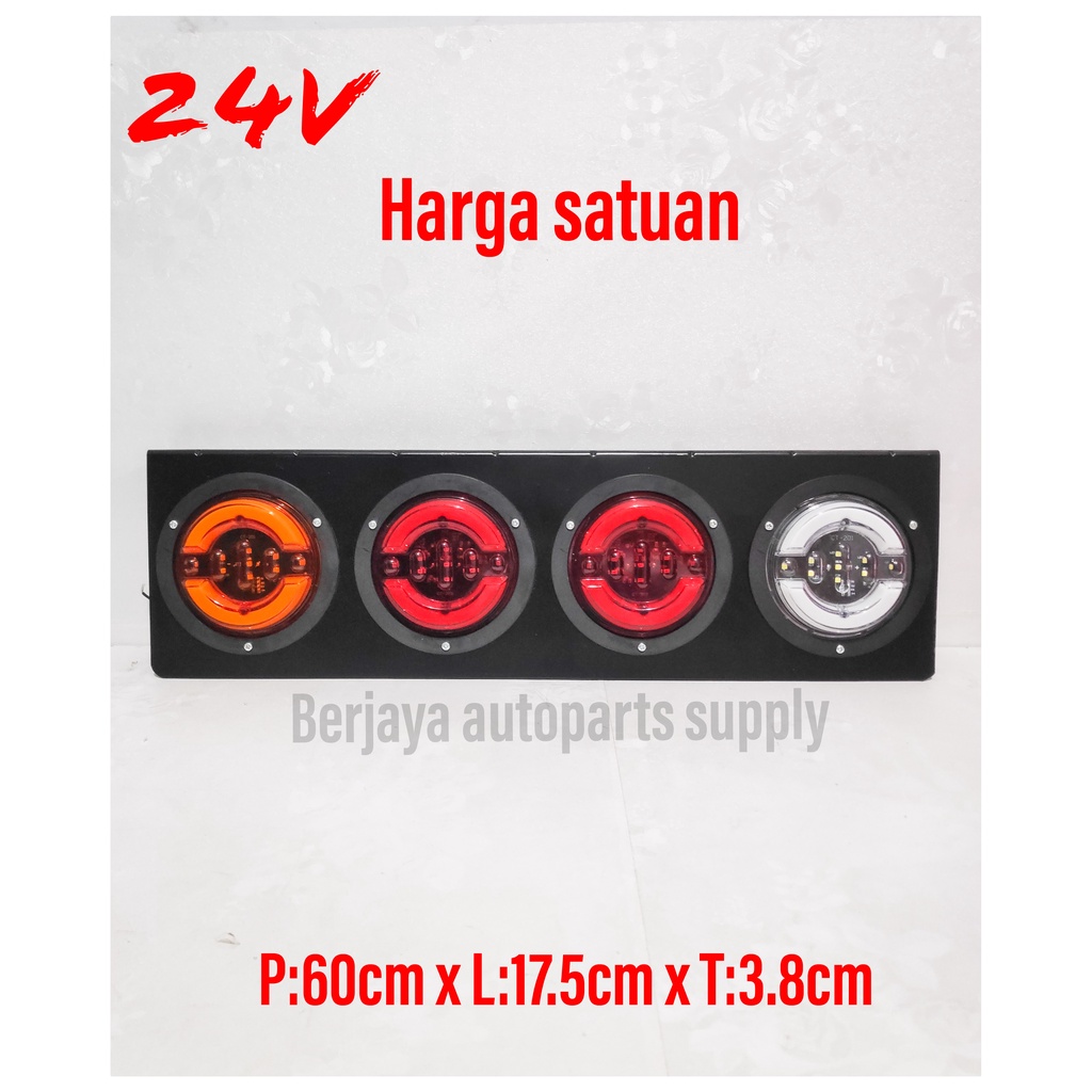 Jual LAMPU REM STOP LAMP 4 LED BULAT BELAKANG VARIASI 24V UNIVERSAL ...