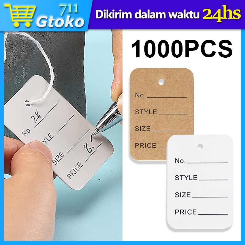 Jual 1000 Pcs Hang Tag Label Tag Tebal Hangtag Polos Price Tag Merk ...