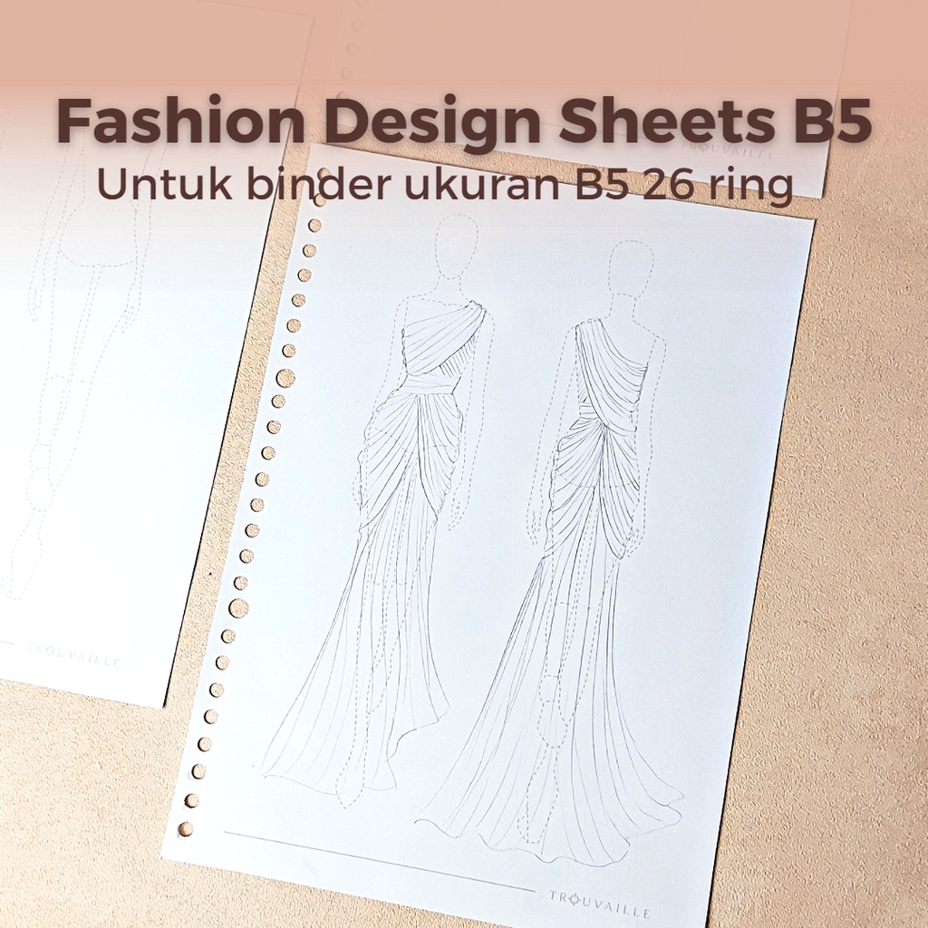 Jual Isi Binder Fashion Design ukuran B5 untuk menggambar baju & sketsa ...
