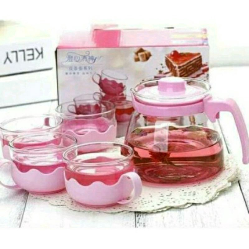 Jual TEAPOT SET 5 IN 1 / TEKO TEA COFFEE SET PITCHER + GELAS | Shopee ...