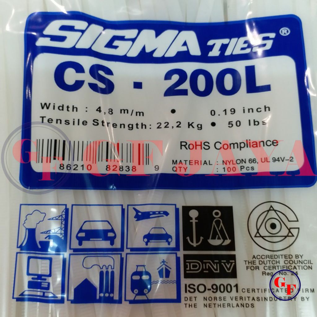 Jual Kabel Ties Sigma CS-200L 20cm x 4.8mm Putih / CS200L CV200 CV 200 L 20 cm 200mm 4.8 mm 4,8 ...
