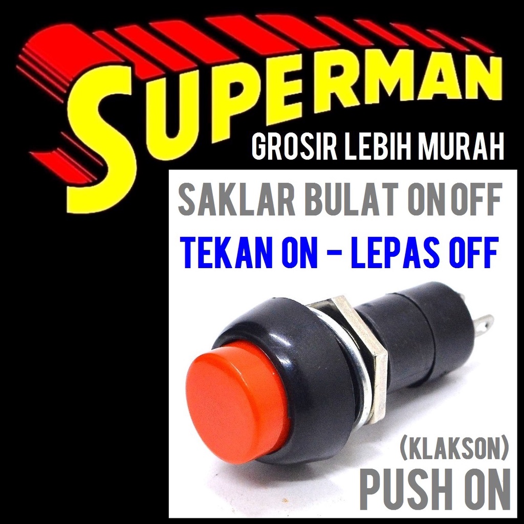 Jual SAKLAR BULAT PUSH ON KLAKSON (tekan on - lepas off) tombol merah ...