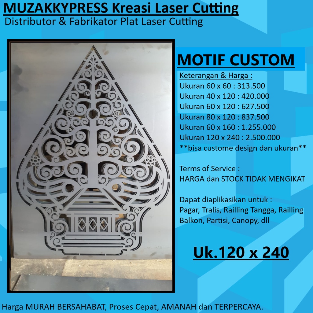 Jual LASER CUTTING MOTIF CUSTOM GUNUNGAN WAYANG (Plat Besi 2mm ...