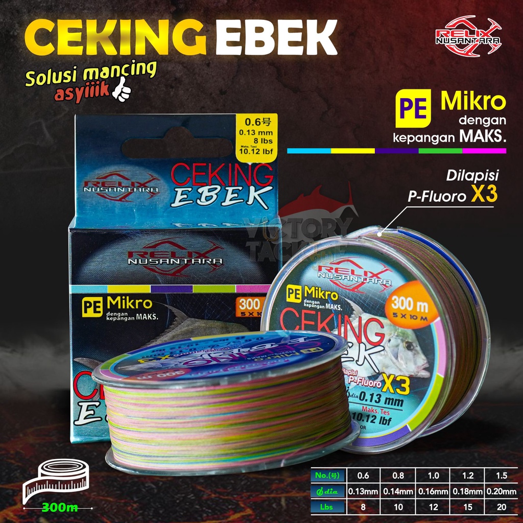 Jual EXTRA BONUS | RELIX NUSANTARA CEKING EBEK X3 MULTICOLOR 300 METER | BENANG PE | Shopee ...