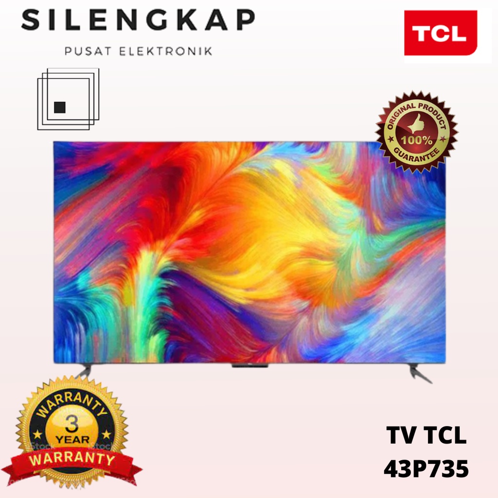 Jual TV TCL UHD 4K 43P735 43 inch GOOGLE TV EDGLESS FRAME DESIGN new 2022 | Shopee Indonesia
