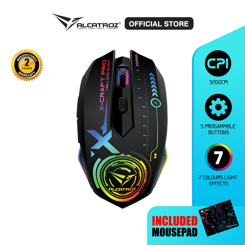 Jual Alcatroz Mouse Wired Gaming X-Craft Pro Trek 1000 (Bonus Mousemat ...