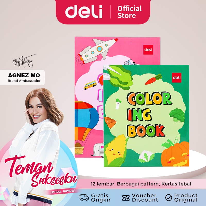 Jual Deli Children Coloring Book / Buku Mewarnai Anak 12 Lembar Kertas ...
