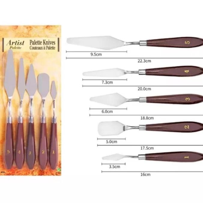 Jual Palete Knife Set 5 Pcs/Spatula Dekorasi Kue Lukis Ukur Art/Sutil ...