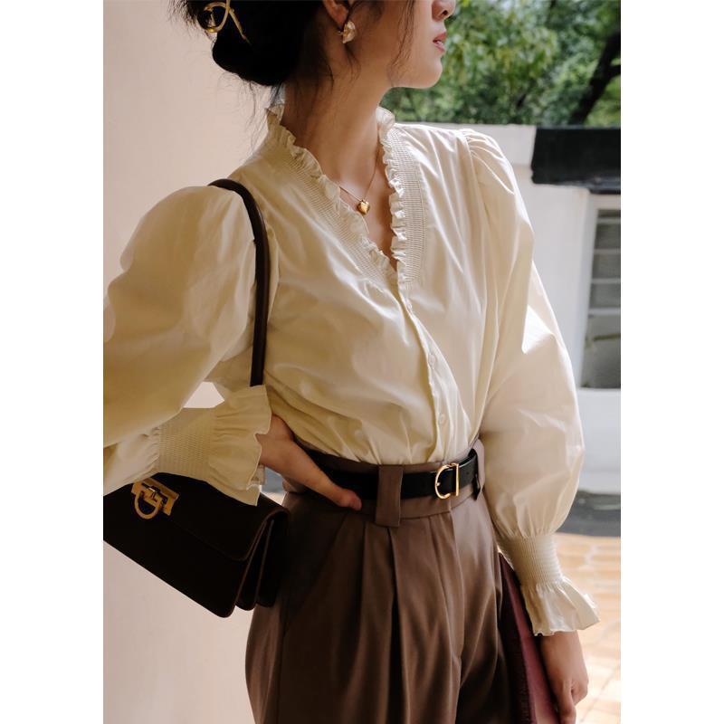 Jual kemeja lengan panjang model puff gaya prancis untuk wanita ...