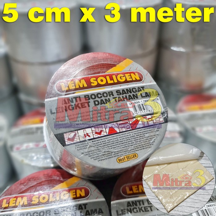 Jual _^_^_^] Lem Seng SOLIGEN 5cm x 3m Lakban Anti Bocor Tambal Atap Talang Genteng | Shopee ...