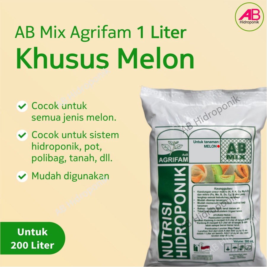 Jual AB Mix Melon Agrifam Nutrisi Hidroponik 1 Liter | Shopee Indonesia