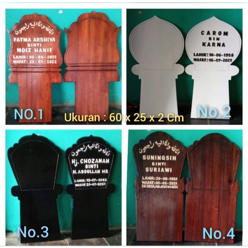 Jual Papan Nisan kayu Sepasang 60 x 2 x 25 cm Clasik nisan kayu ...