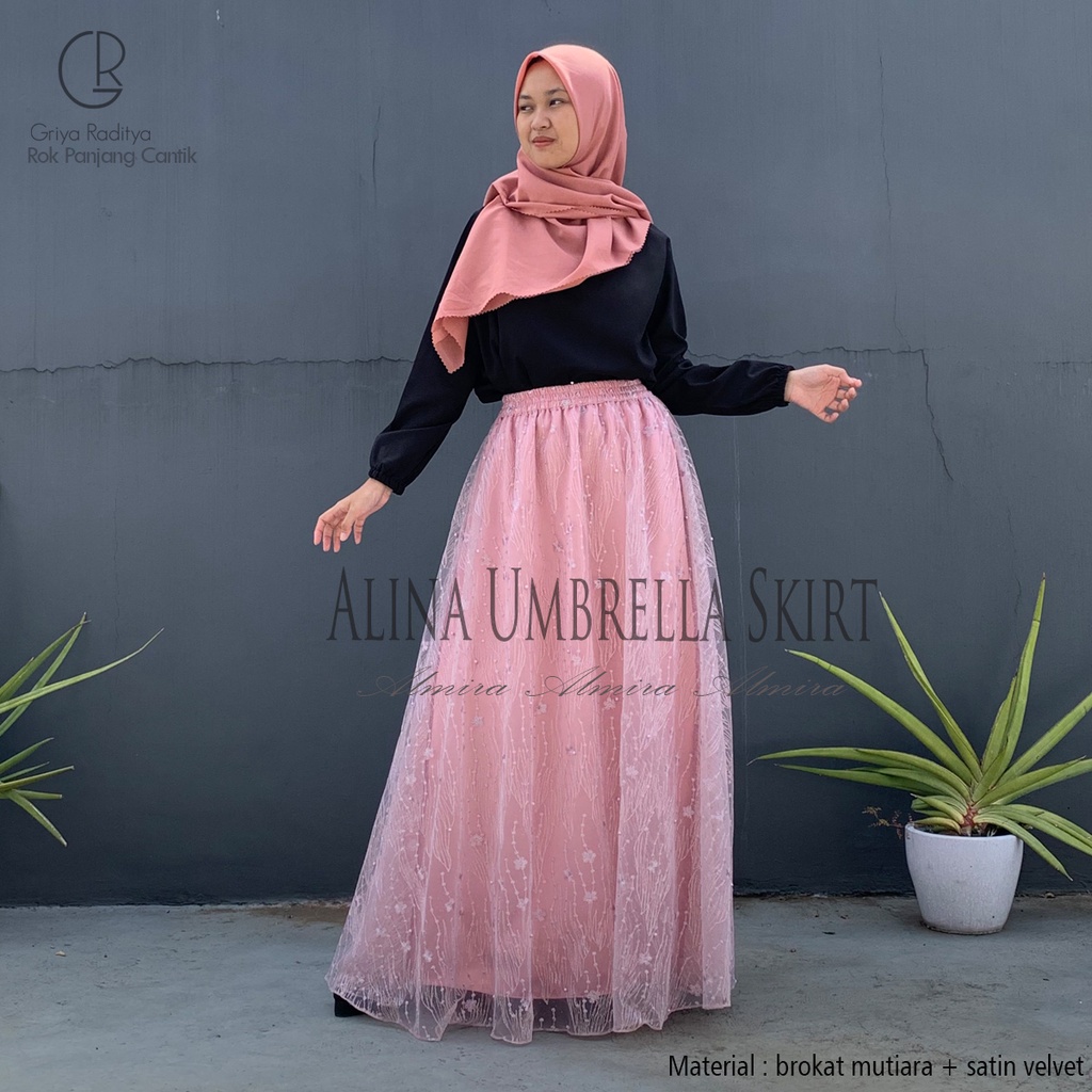 Jual Rok Brukat Satin Payung Kondangan Alina Umbrella Skirt Brokat ...