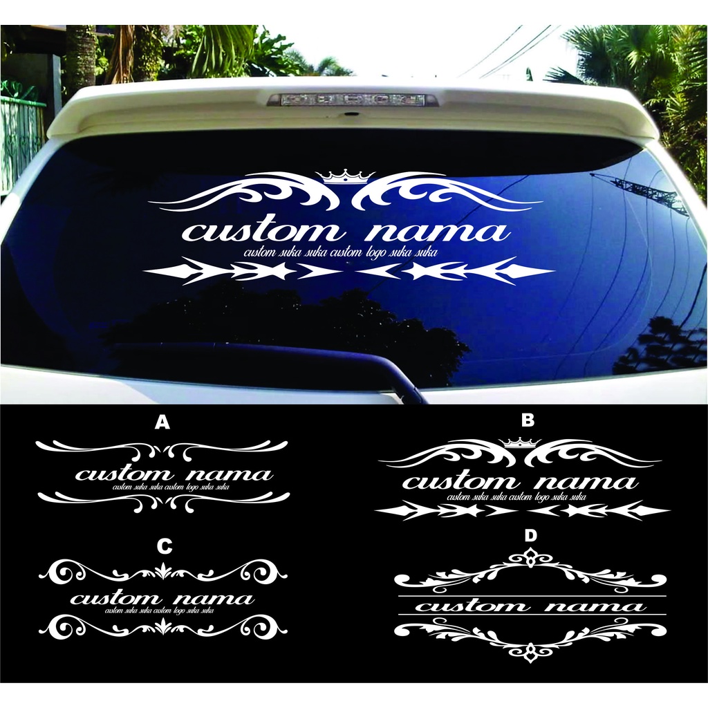 Jual Stiker kaca mobil custom nama stiker variasi kaca mobil stiker ...