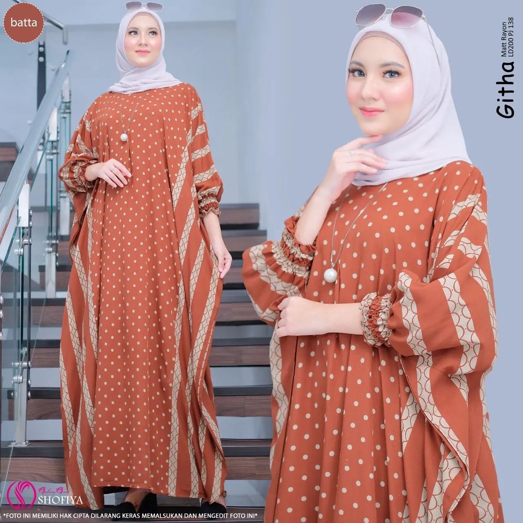 Jual Terbaru Gamis Kaftan Jumbo Motif Githa Adem Cocok untuk dirumah ...