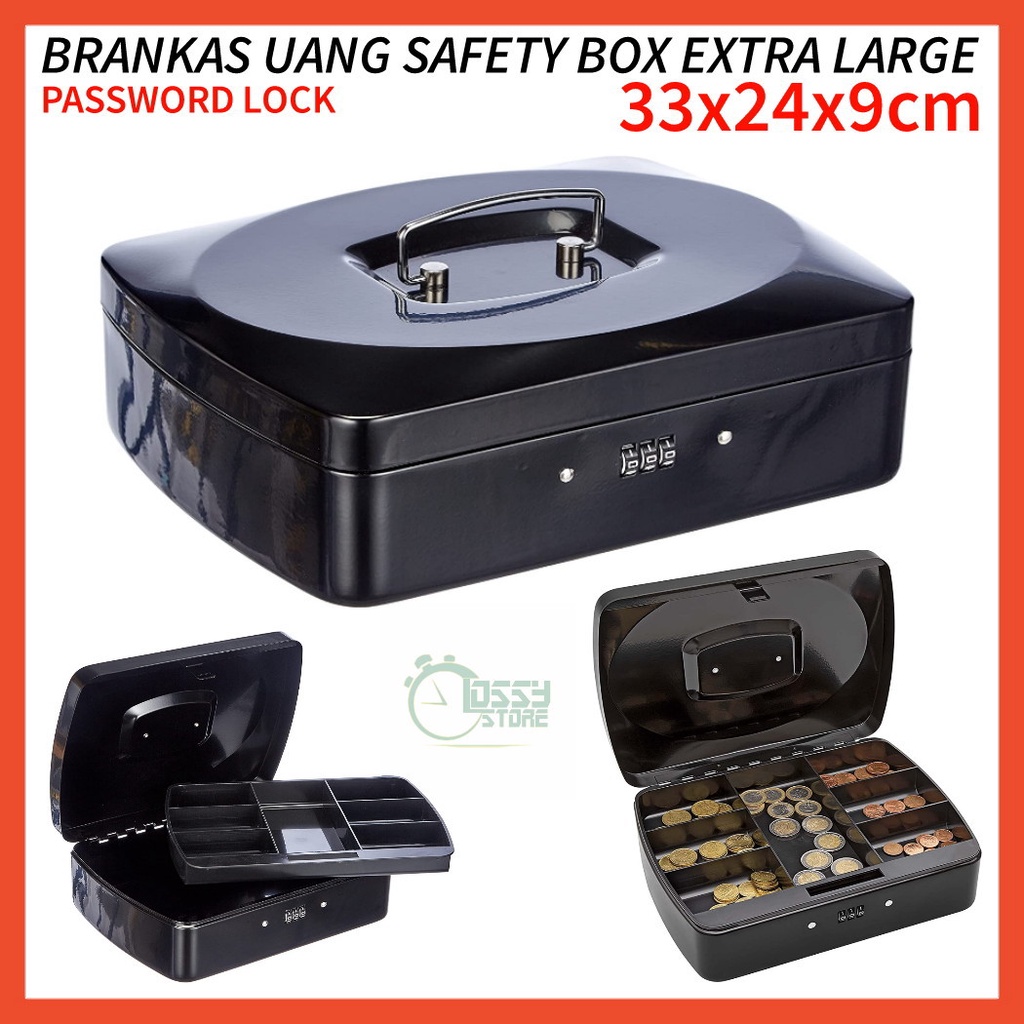 Jual Brankas Cash Box Safety Brangkas Uang Kotak Extra Large Password ...