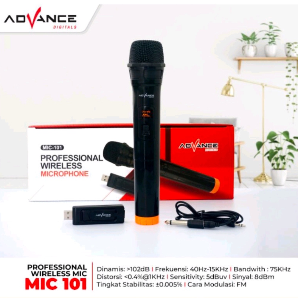 Jual ADVANCE MIC WIRELESS MIC 101L/MIC TANPA KABEL/MIC WIRELES KARAOKE/MIC ADVANCE MIC101/MIC ...