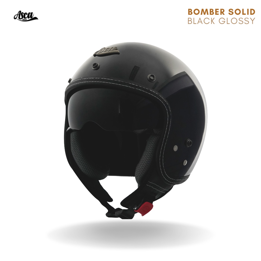 Jual Helm Asca Bomber Solid Black Glossy | Shopee Indonesia